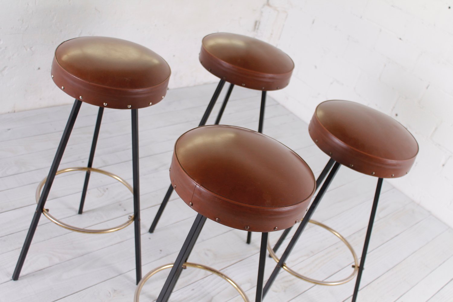 German Vintage Bar Stools, 1950s, Set of 4 for sale at Pamono