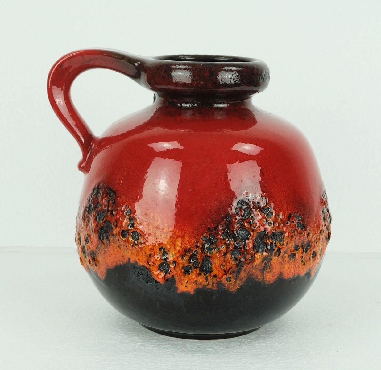 Black-Red Fat Lava Vase from Scheurich, 1960s for sale at Pamono